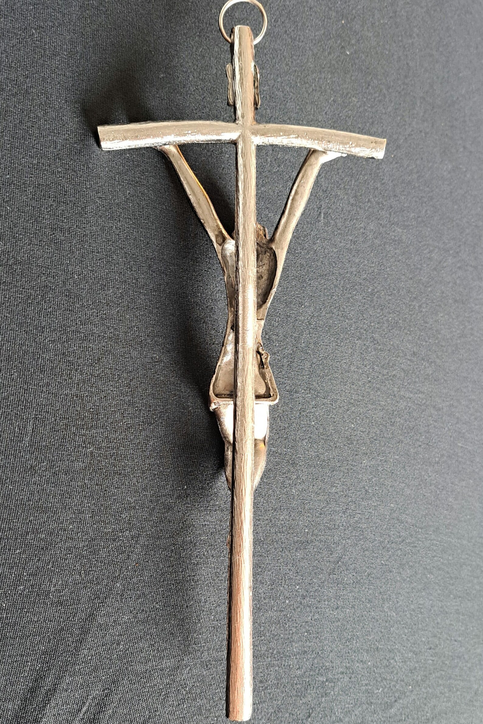 CRUCIFIX Large Wall CROSS Silver Metal Blessed by Pope John Paul II ...