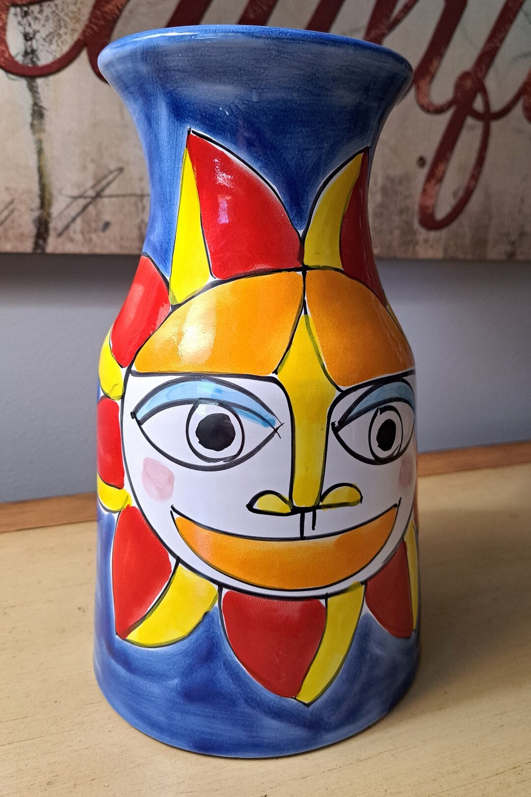La Musa Vase SUN FACE Italian Vintage Pottery Italy Large Sun Face ...