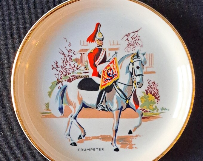 TRUMPETER 1960s Souvenir Dish by WADE of England Mounted Trumpeter ...