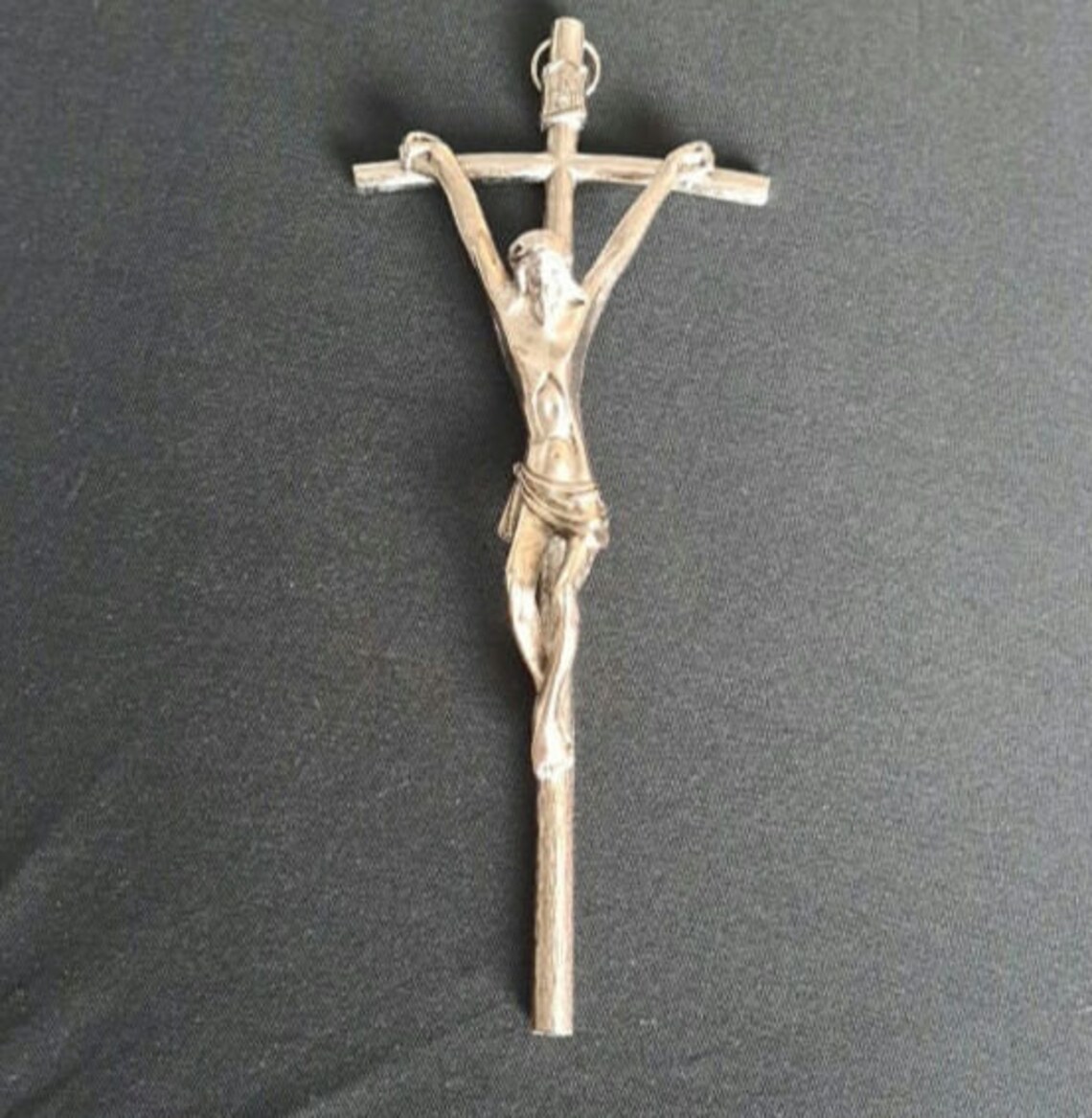 CRUCIFIX Large Wall CROSS Silver Metal Blessed by Pope John Paul II ...