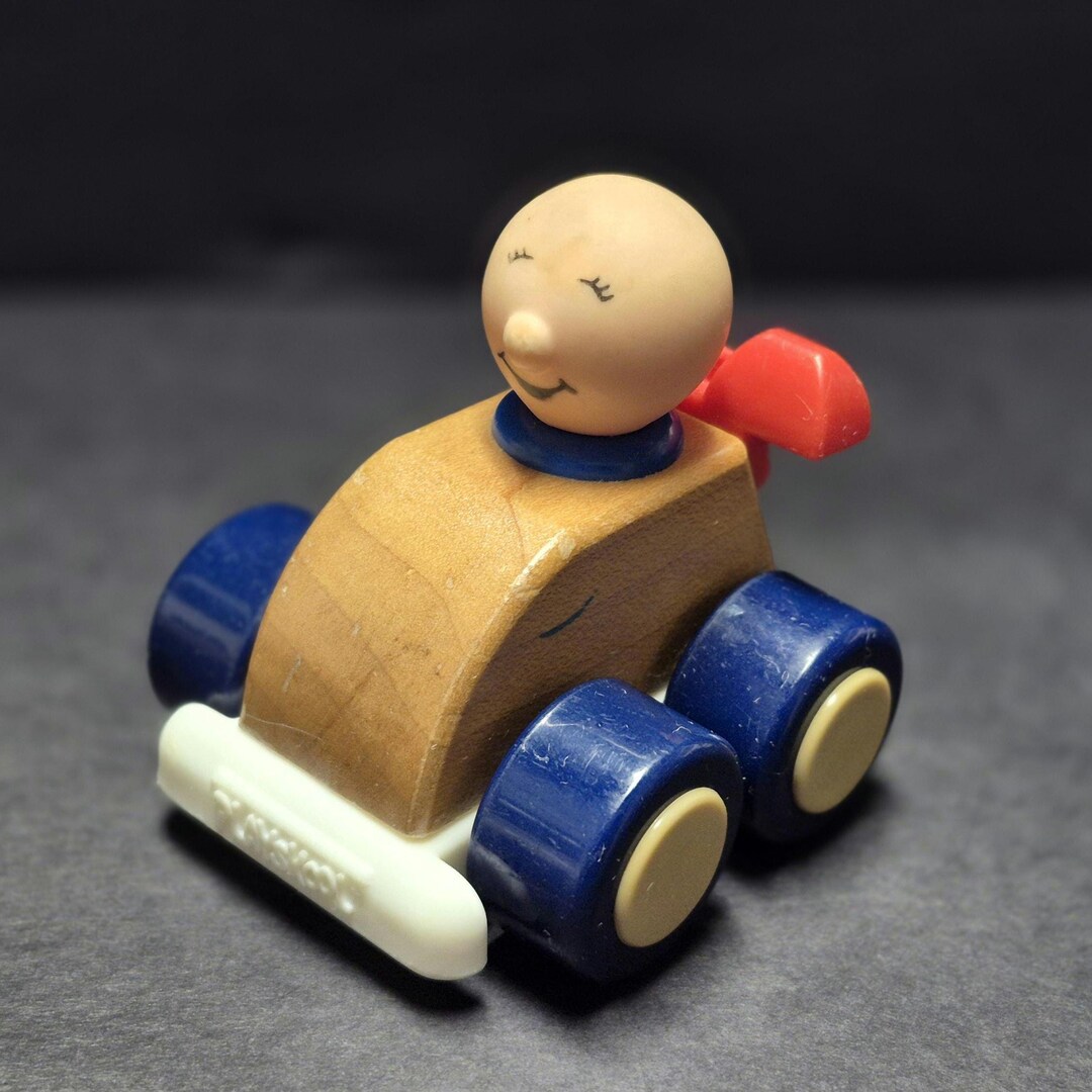 1988 Playskool Toy Wooden Race Car With Smiley Driver Vintage 1980s ...