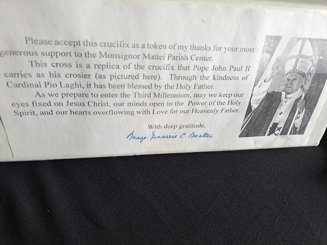 CRUCIFIX Large Wall CROSS Silver Metal Blessed by Pope John Paul II ...