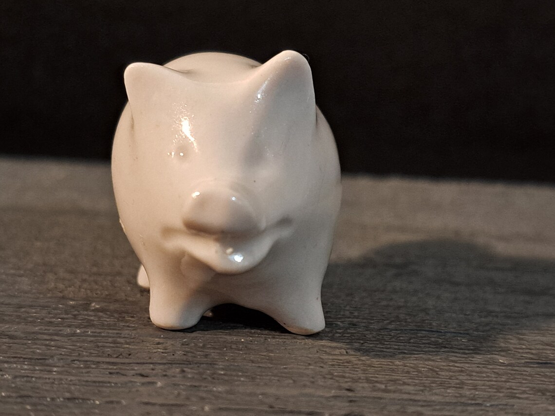 Japan PIG Vintage Figurine Miniature White Piggy Miniature Animal ...