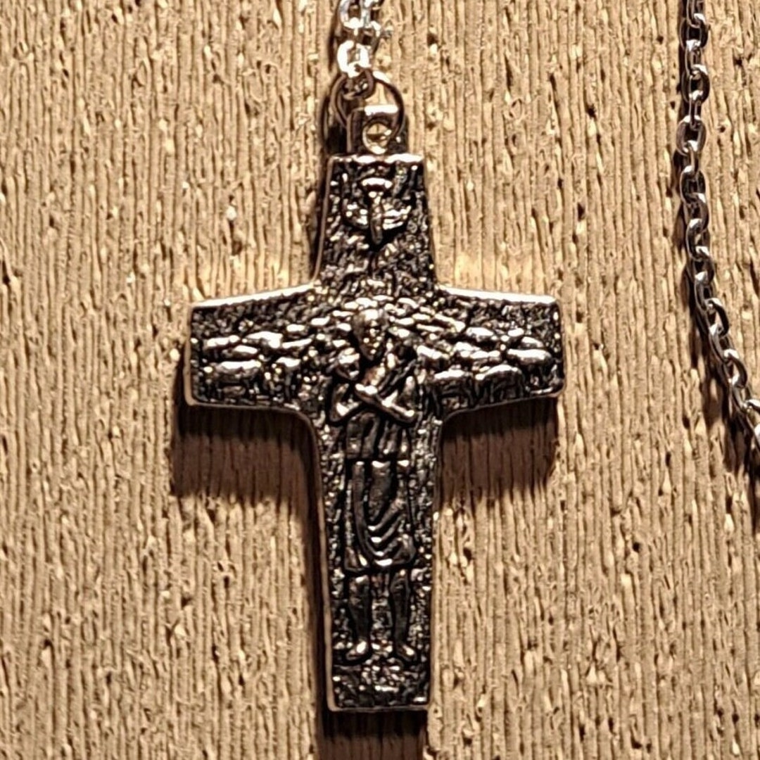 Christian Cross Necklace Pewter Crucifix COMMUNION Gift Chain Catholic ...