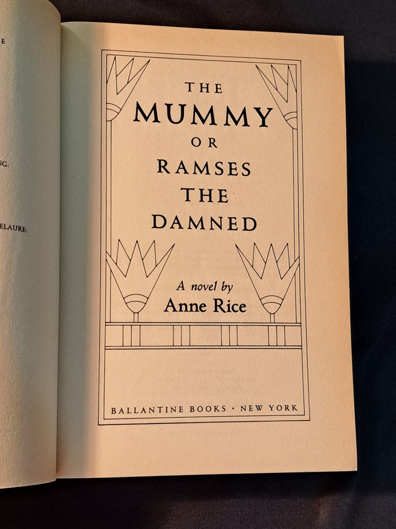 1st Edition THE MUMMY Anne Rice Novel Ramses the Damned 1989 - Etsy