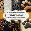 3D Dog Digital Paper | Paw Print Patterns | Pet Scrapbooking & Craft ...