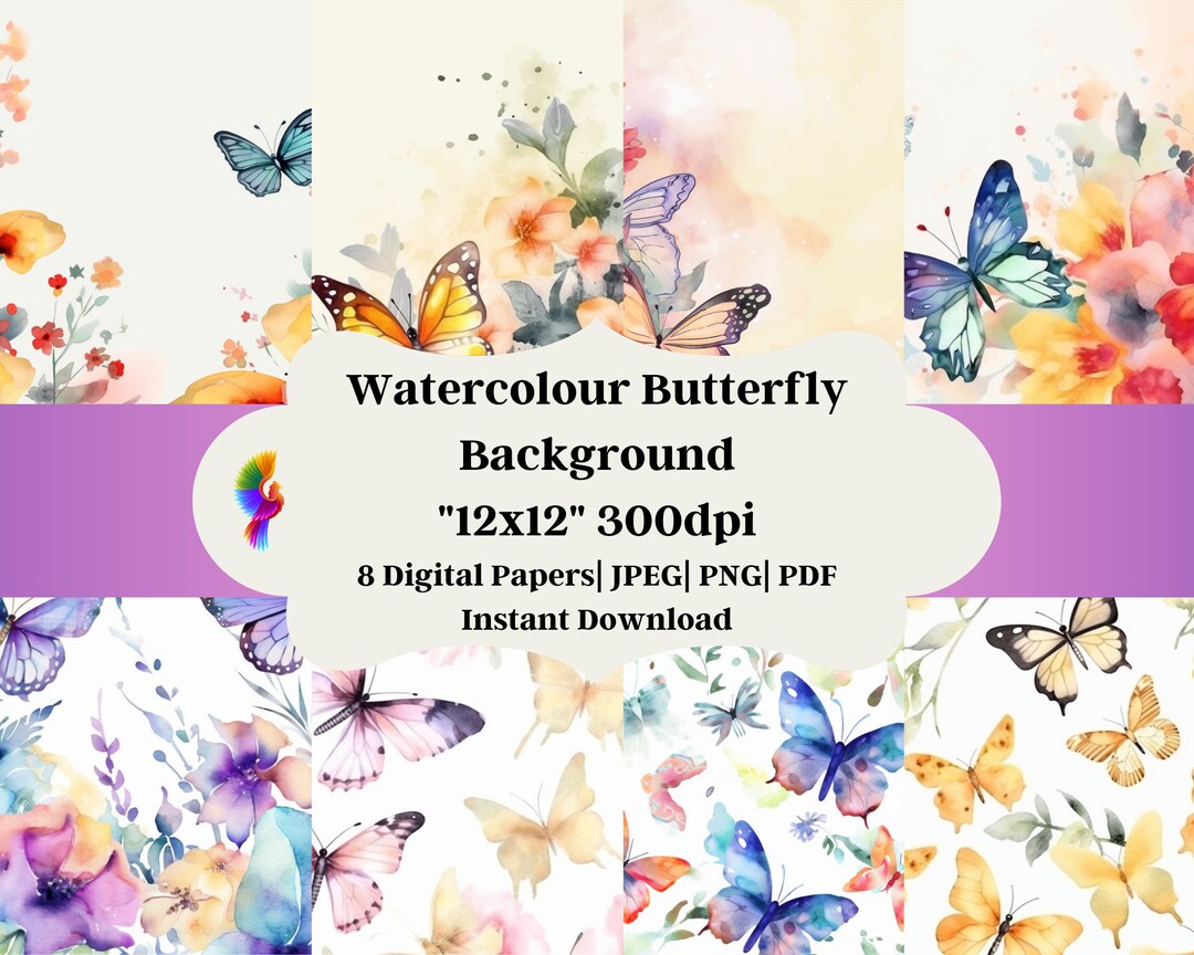 Watercolor Butterfly Background | Seamless Butterflies PNG Bundle ...
