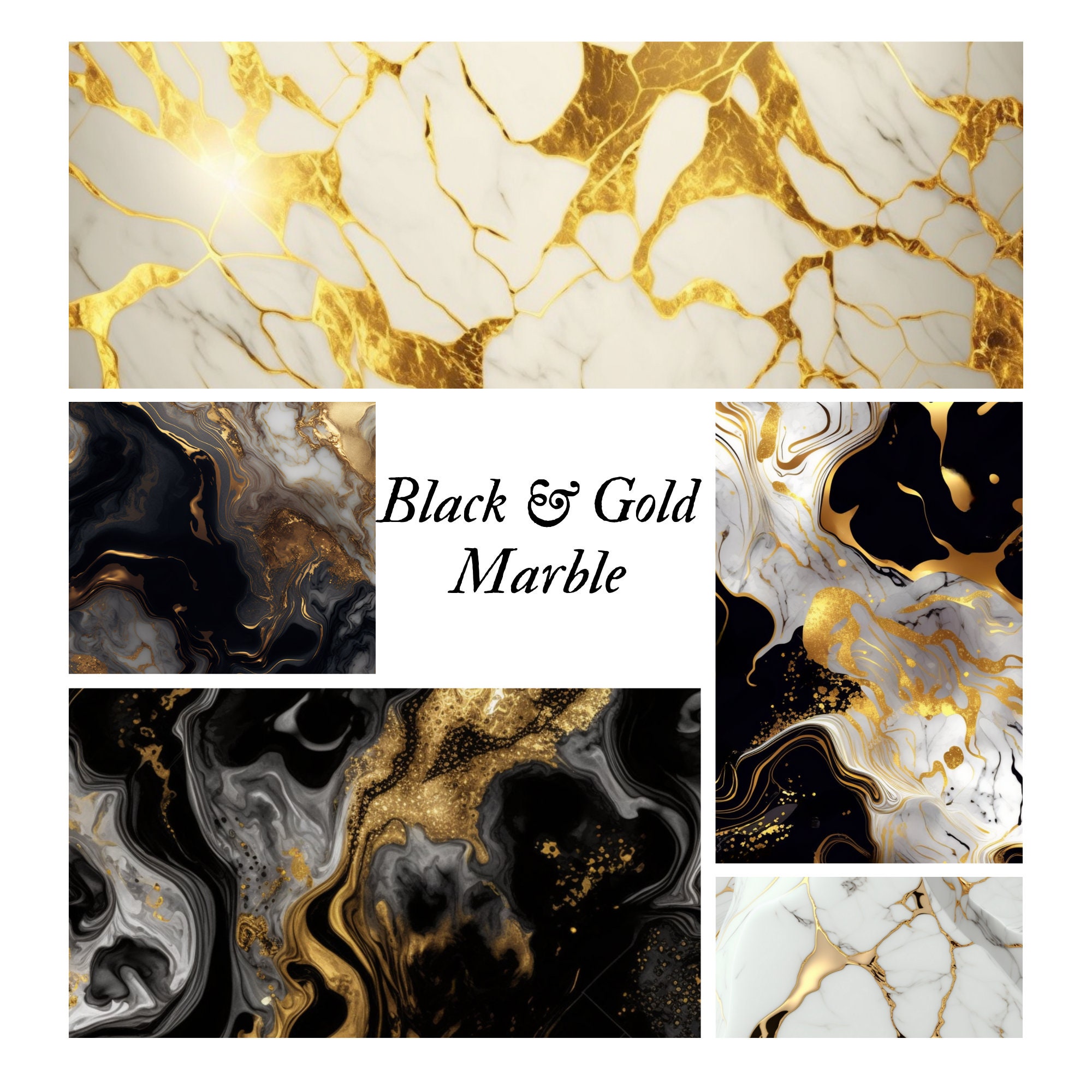 Black Gold Marble Digital Paper Bundle | Marble Pattern Seamless ...