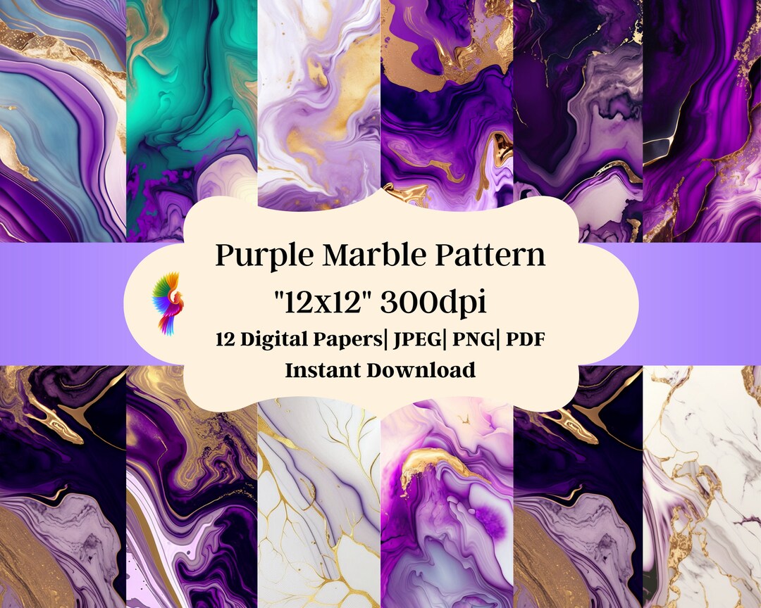 Purple and Gold Marble Digital Paper | Seamless Marble Backgrounds ...