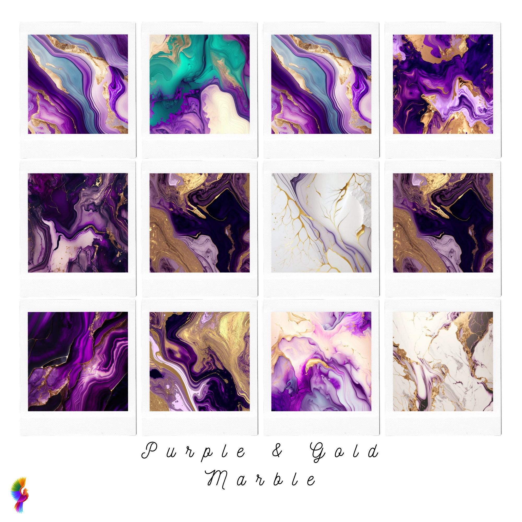Purple and Gold Marble Digital Paper | Seamless Marble Backgrounds ...