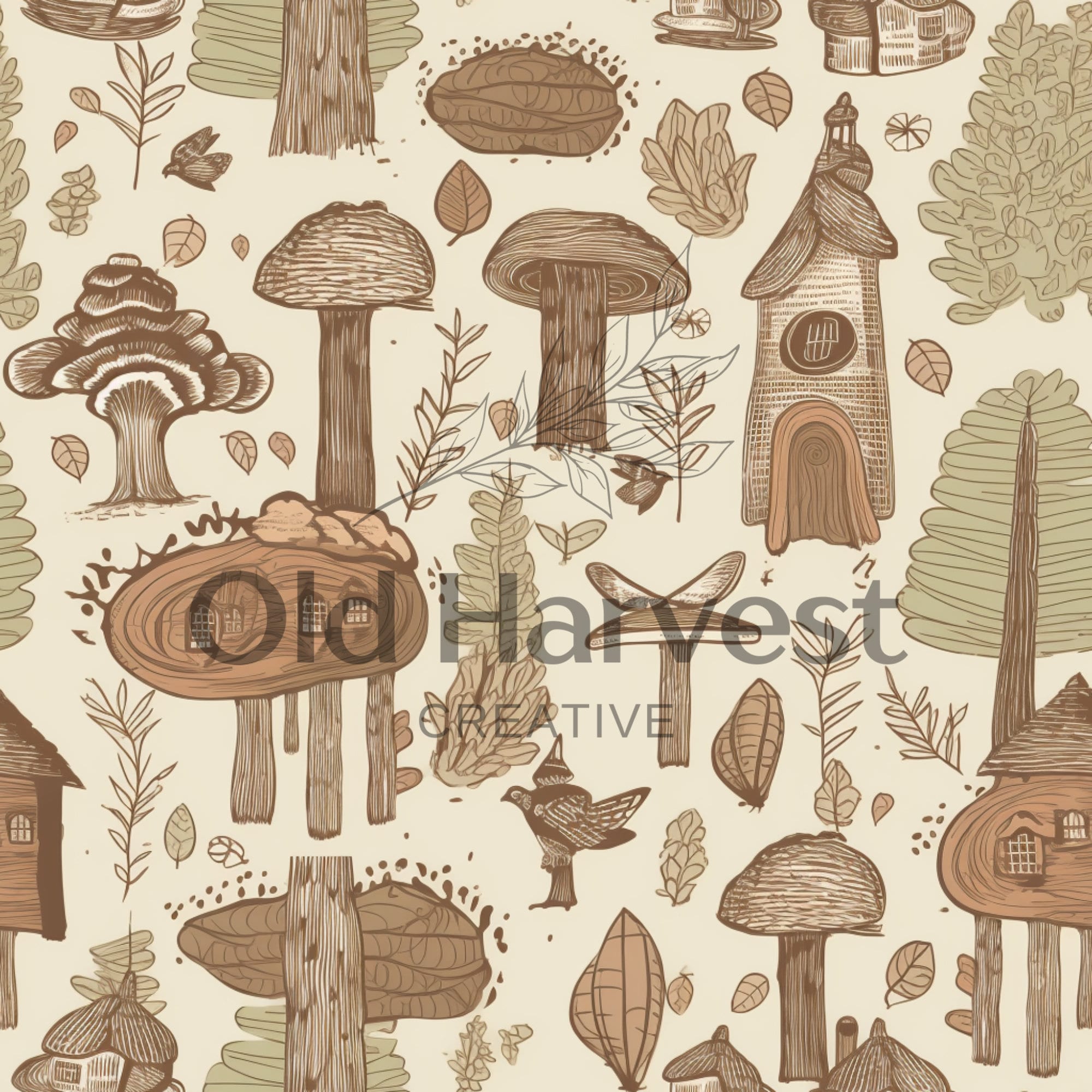 Vintage Hand-drawn Woodsy Paper - SEAMLESS - Etsy