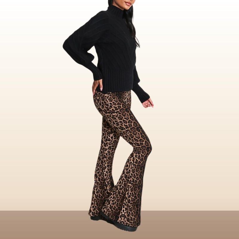Leopard Flare Pants - Etsy UK