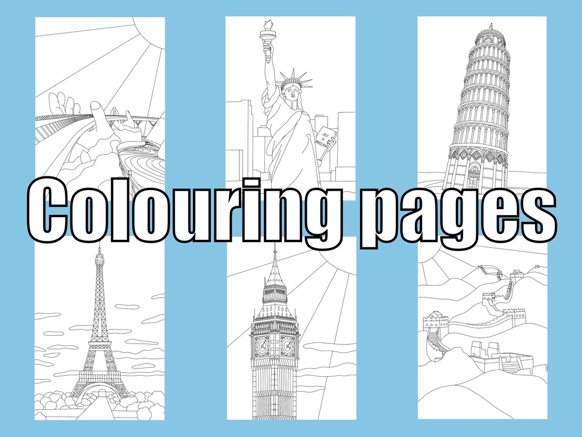Famous Landmarks Digital Colouring Book / 12 Page Printable - Etsy