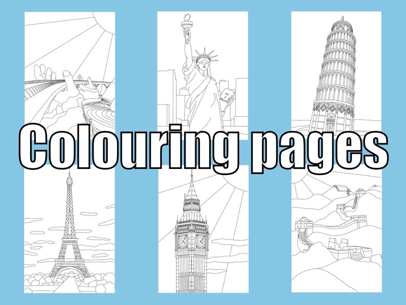 Famous Landmarks Digital Colouring Book / 12 Page Printable - Etsy