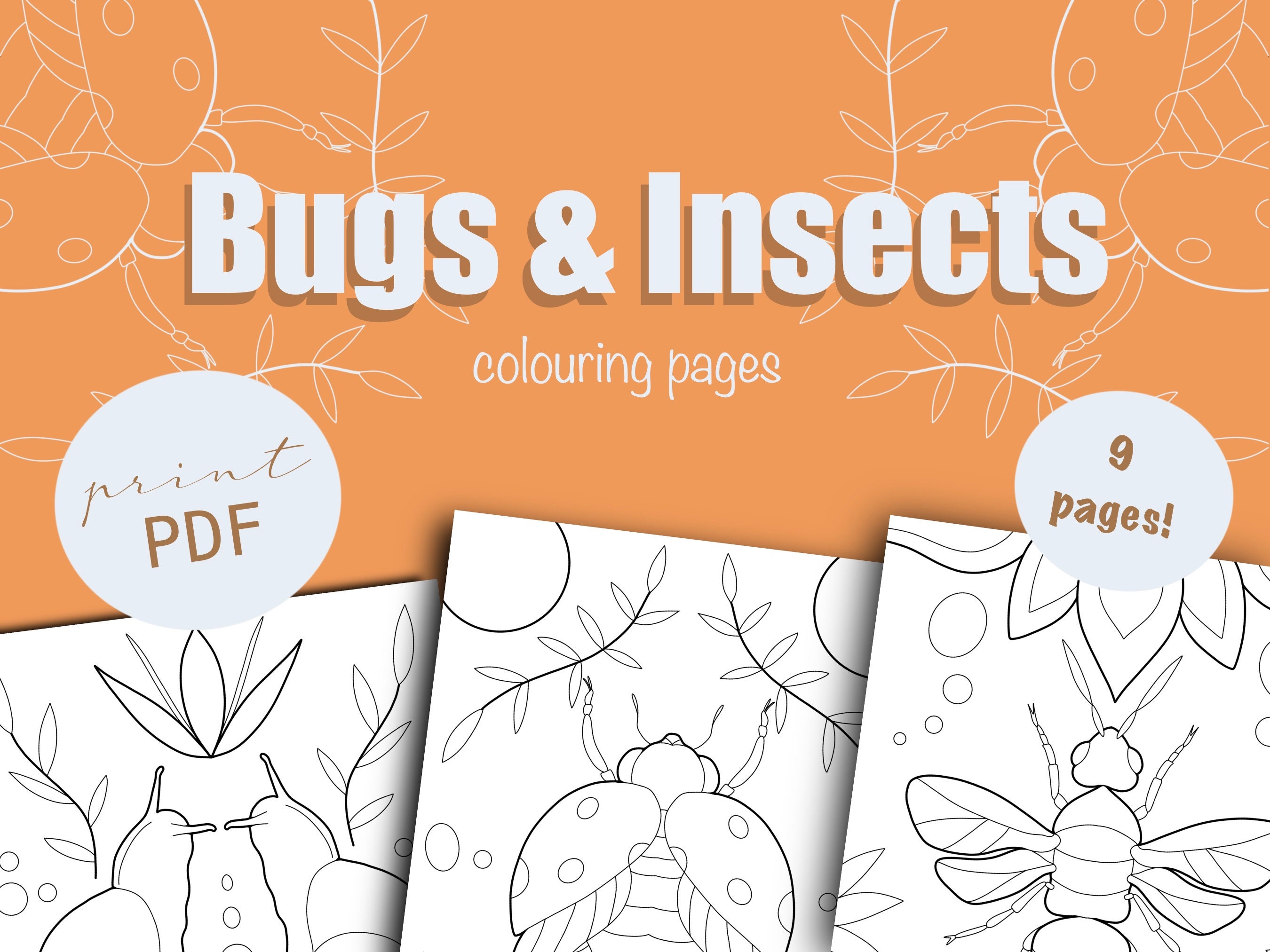 Bugs and Insects Digital Colouring Pages / 9 Page Printable Coloring ...