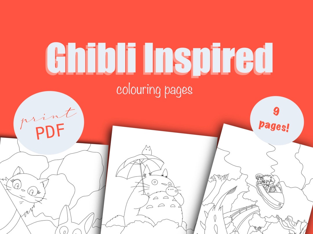 Ghibli Studio Inspired Digital Colouring Pages / 9 Page Printable ...