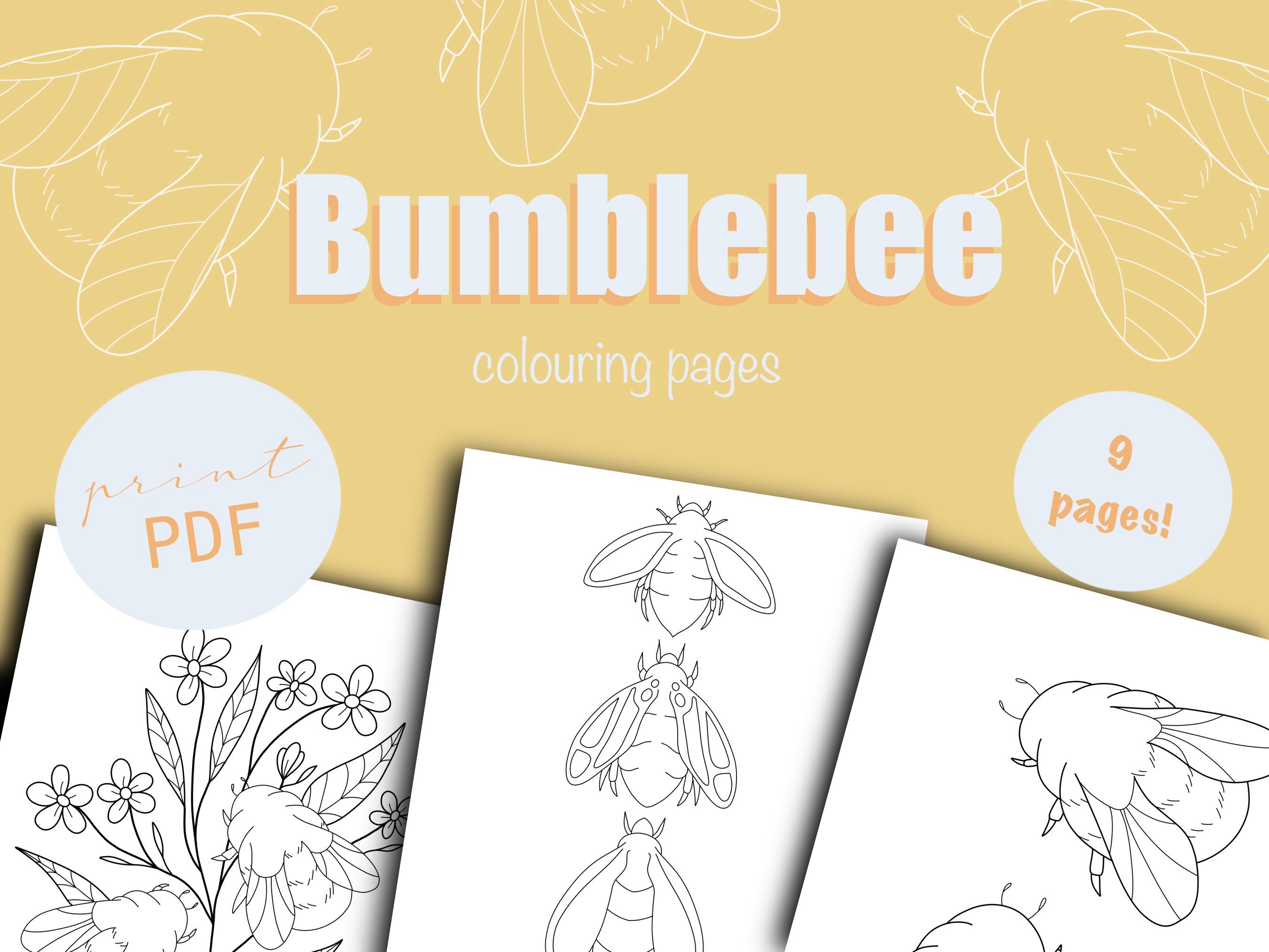 Bumble Bee Digital Colouring Pages / 9 Page Printable Coloring Book ...