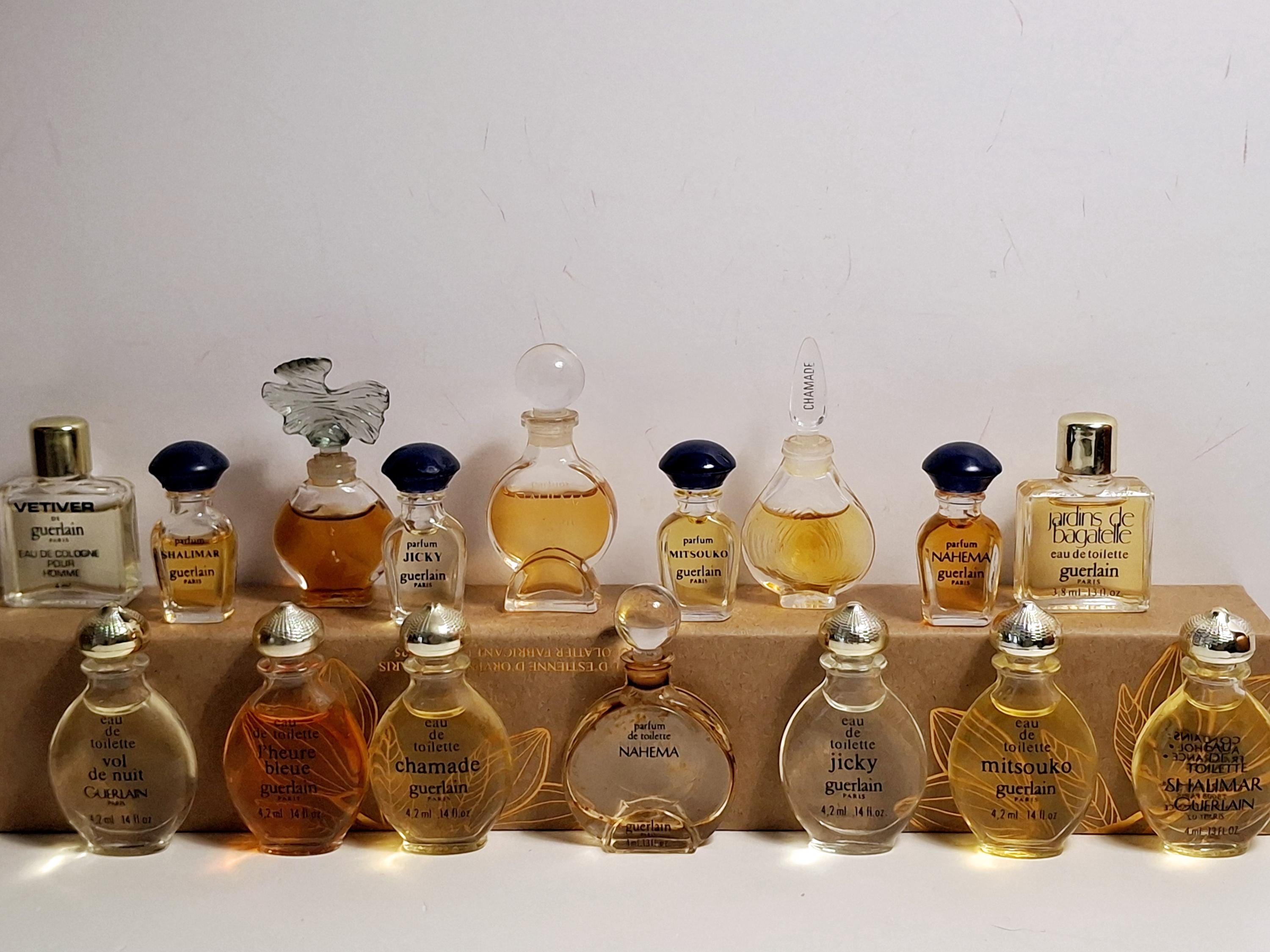 Guerlain Collection of Miniatures, Blue Caps, Dropper Bottles, Shalimar ...