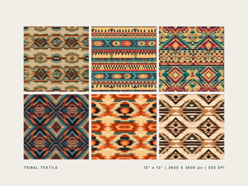 Tribal Textiles Digital Paper, Seamless Tribal Patterns, Traditional ...