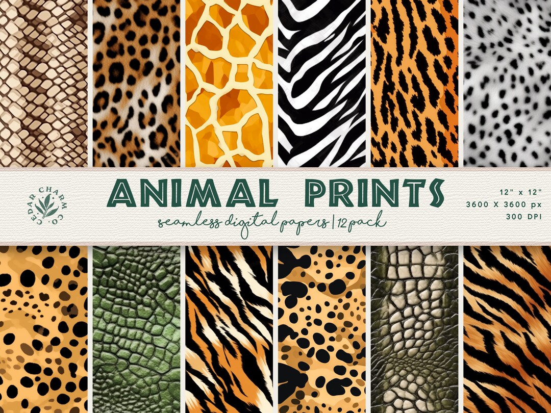 Wild Animal Digital Paper, Seamless Animal Patterns, Safari Prints ...