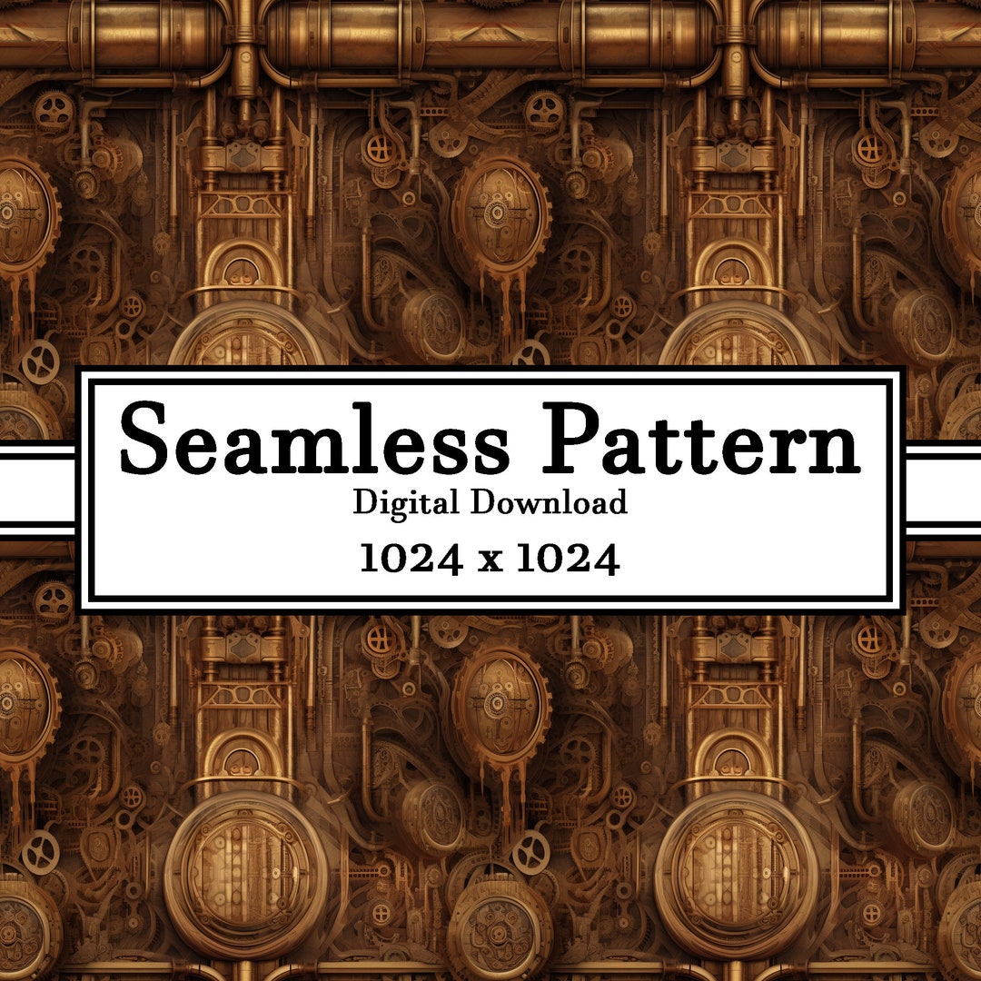 Steampunk Science Fiction Sci-fi Digital Download Seamless Background ...