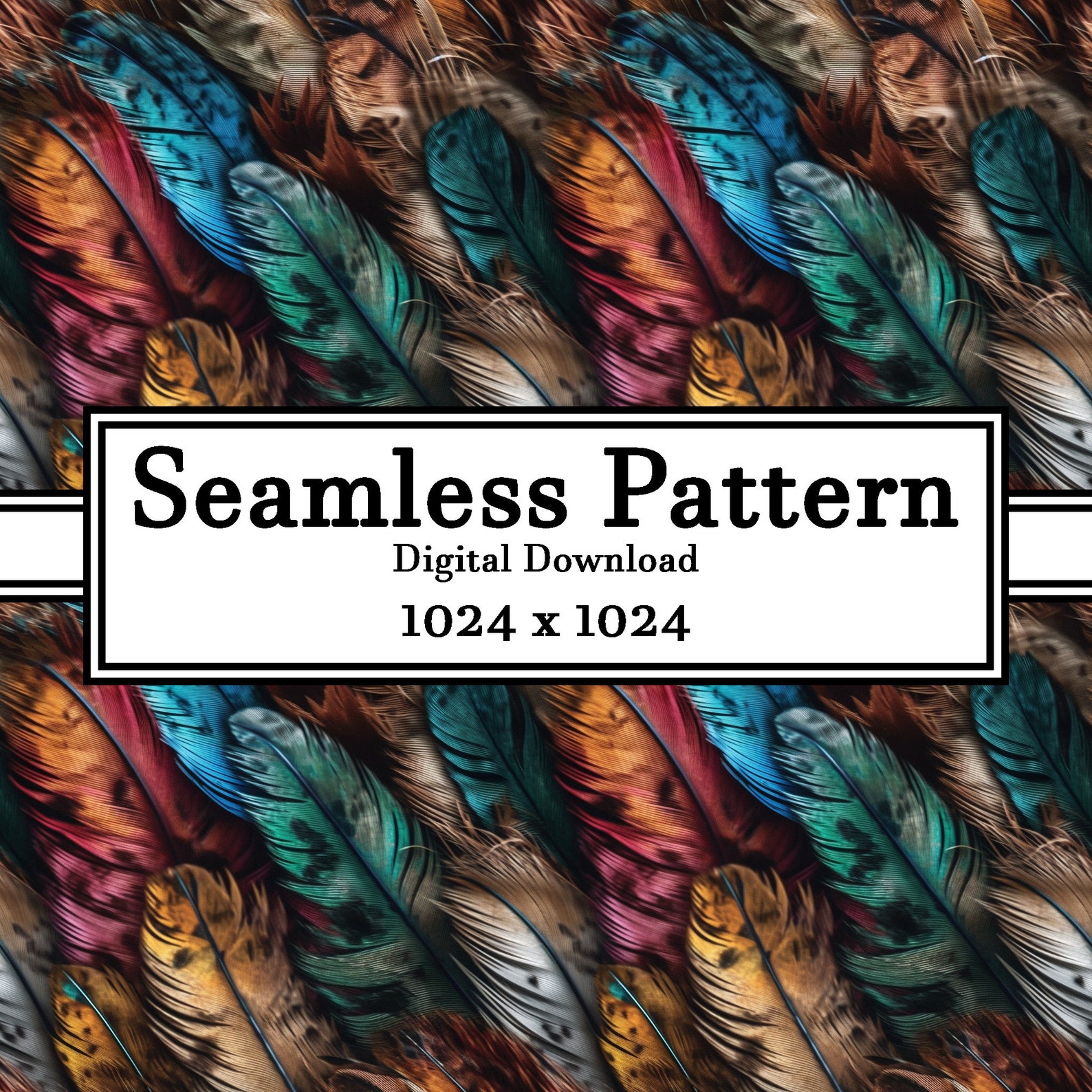 Feathers Pattern Digital Download Seamless Background Downloadable ...