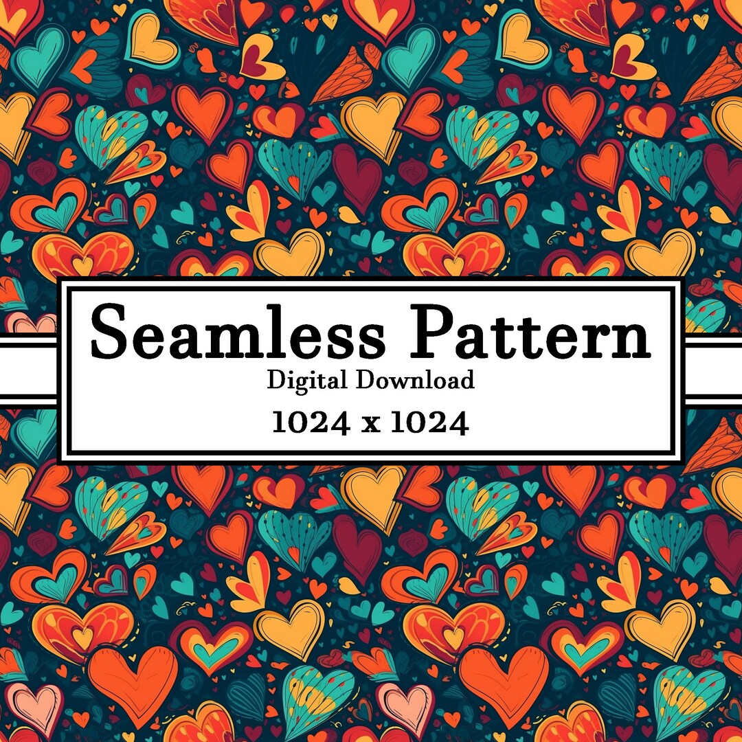 Abstract Colourful Hearts Pattern Digital Download Seamless Background ...