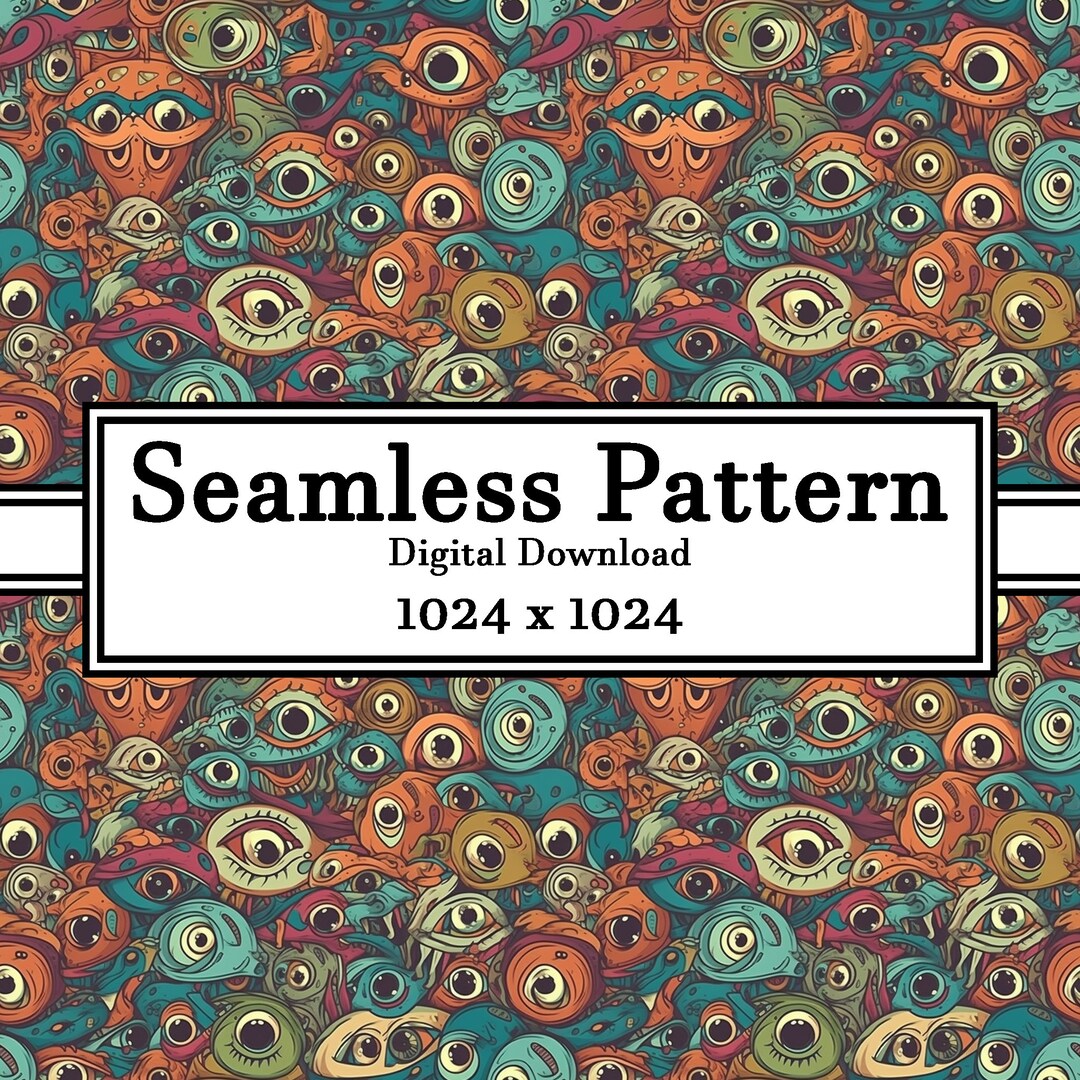 Cartoon Big Eyes Pattern Digital Download Seamless Background ...