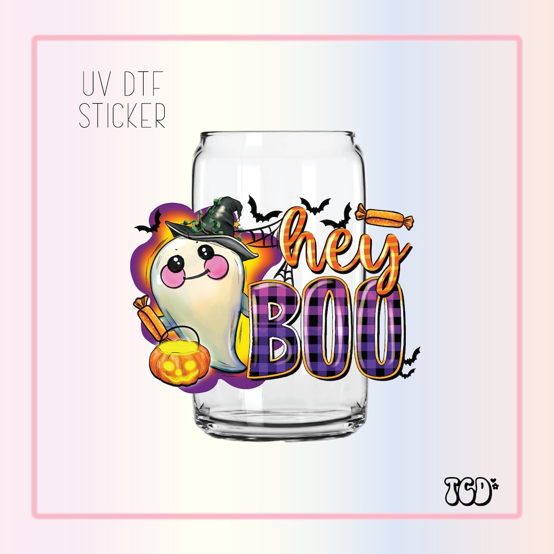 Hey Boo | Cute Ghost Sticker | Halloween UV DTF | Uv Dtf Cup Wrap | UV ...