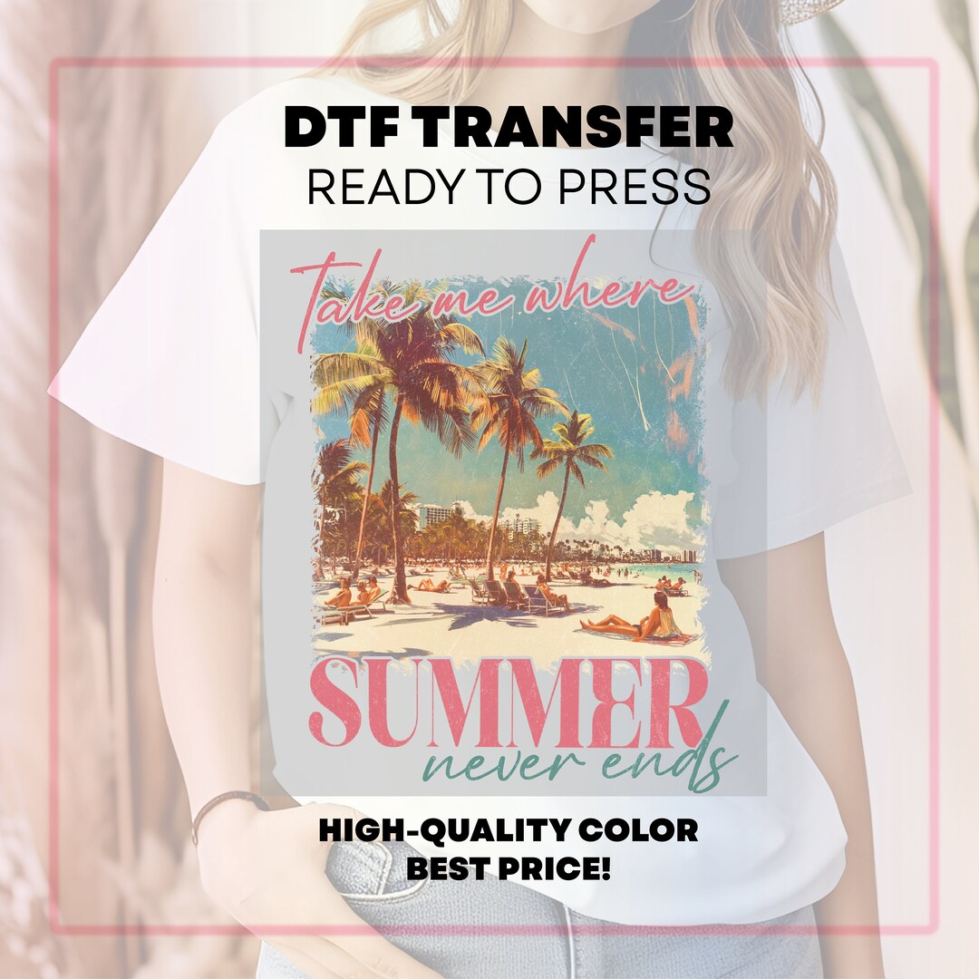 Summer Beach DTF Transfer | Retro Ready to Press Design - Etsy