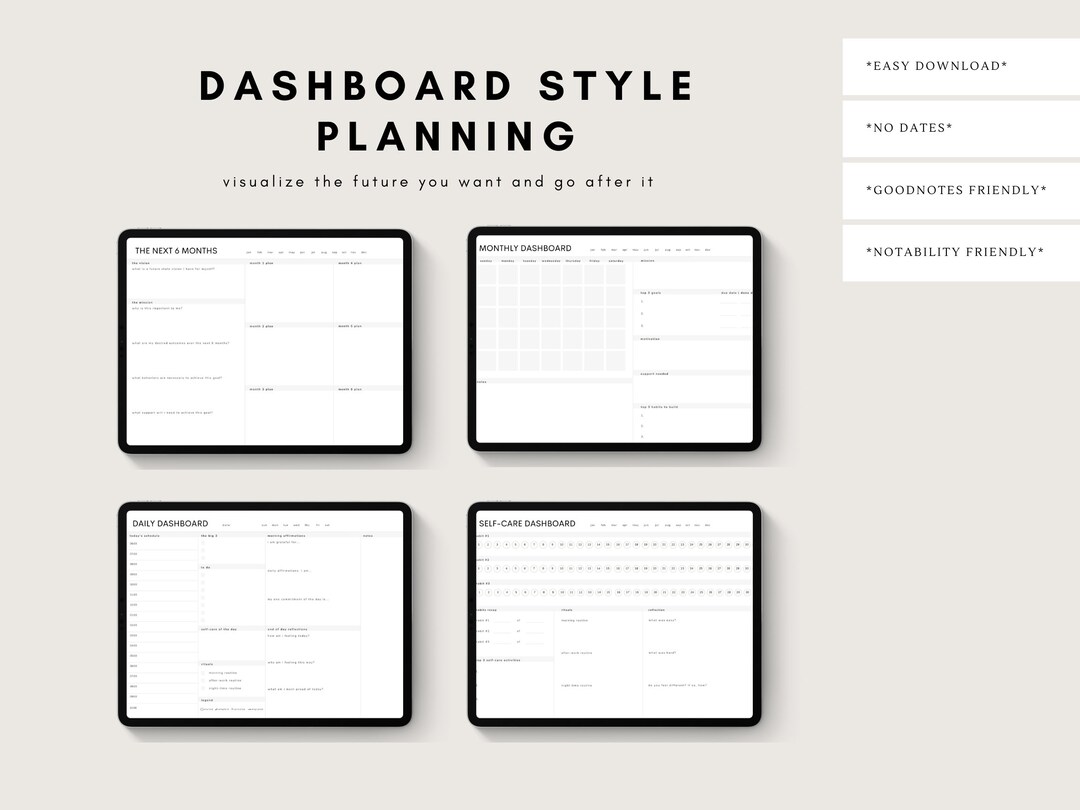 Dashboard Style Digital Planner | Goodnotes Planner, iPad Planner ...