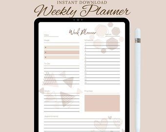 Weekly Planner Printable to Do List, Minimal Weekly Schedule, Weekly ...