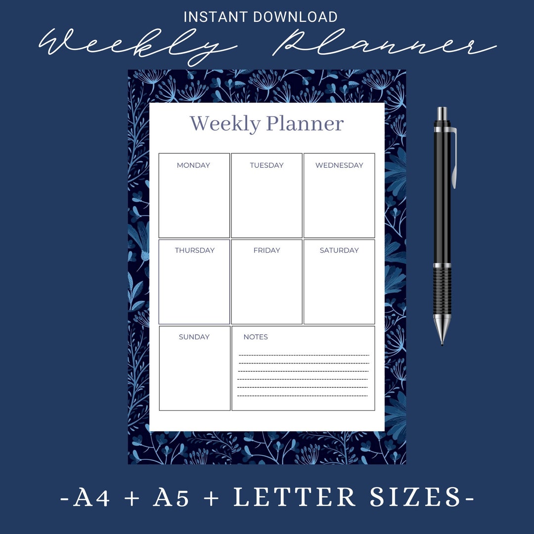 Weekly Planner Pad, Digital, Printable Planner, Weekly Schedule ...
