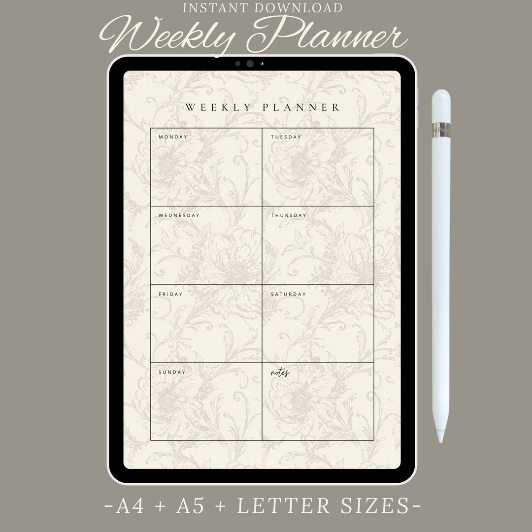 Weekly Planner Printable Minimal Weekly Schedule Weekly - Etsy