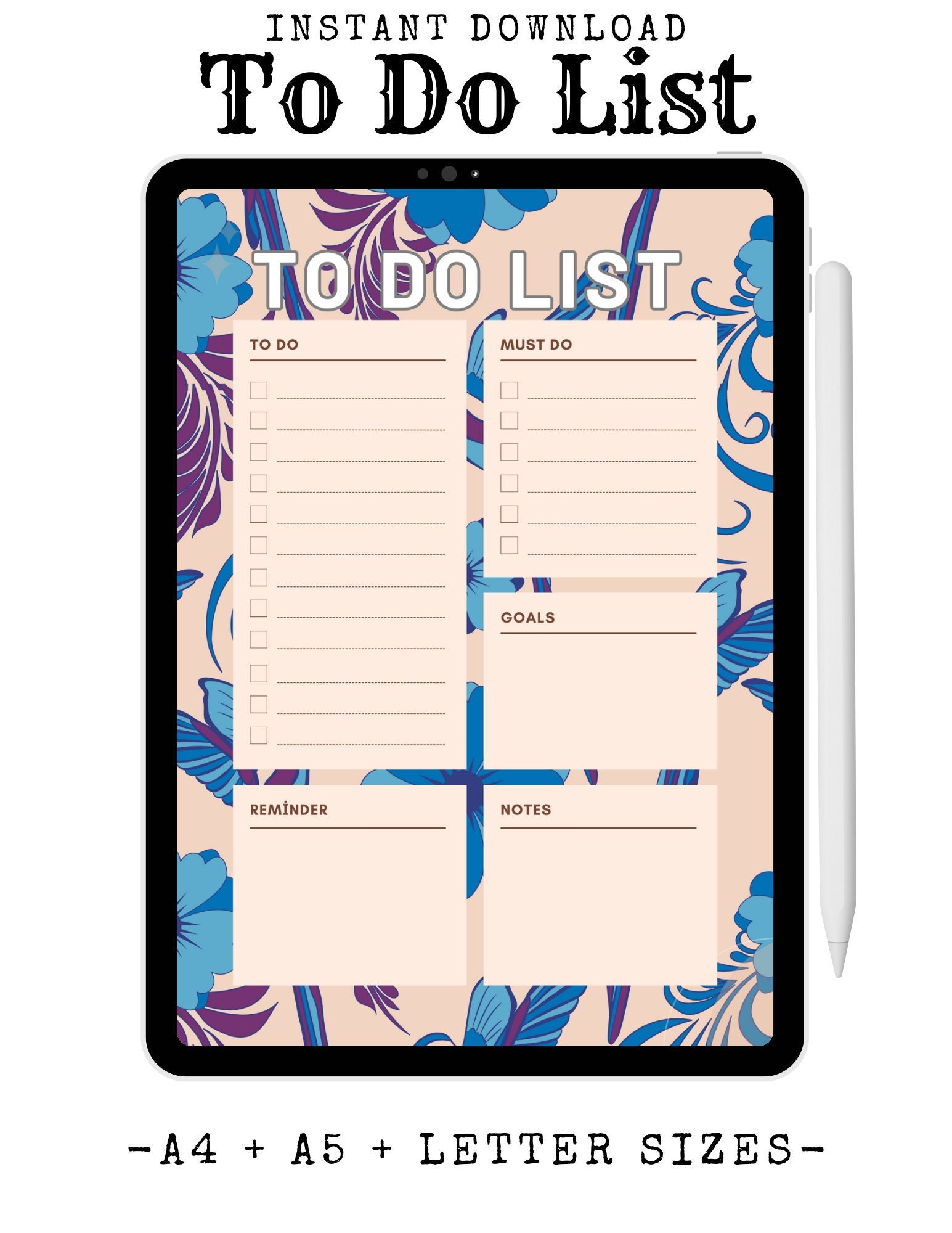 To Do List Printable to Do List Digital iPad to Do List to Do List ...