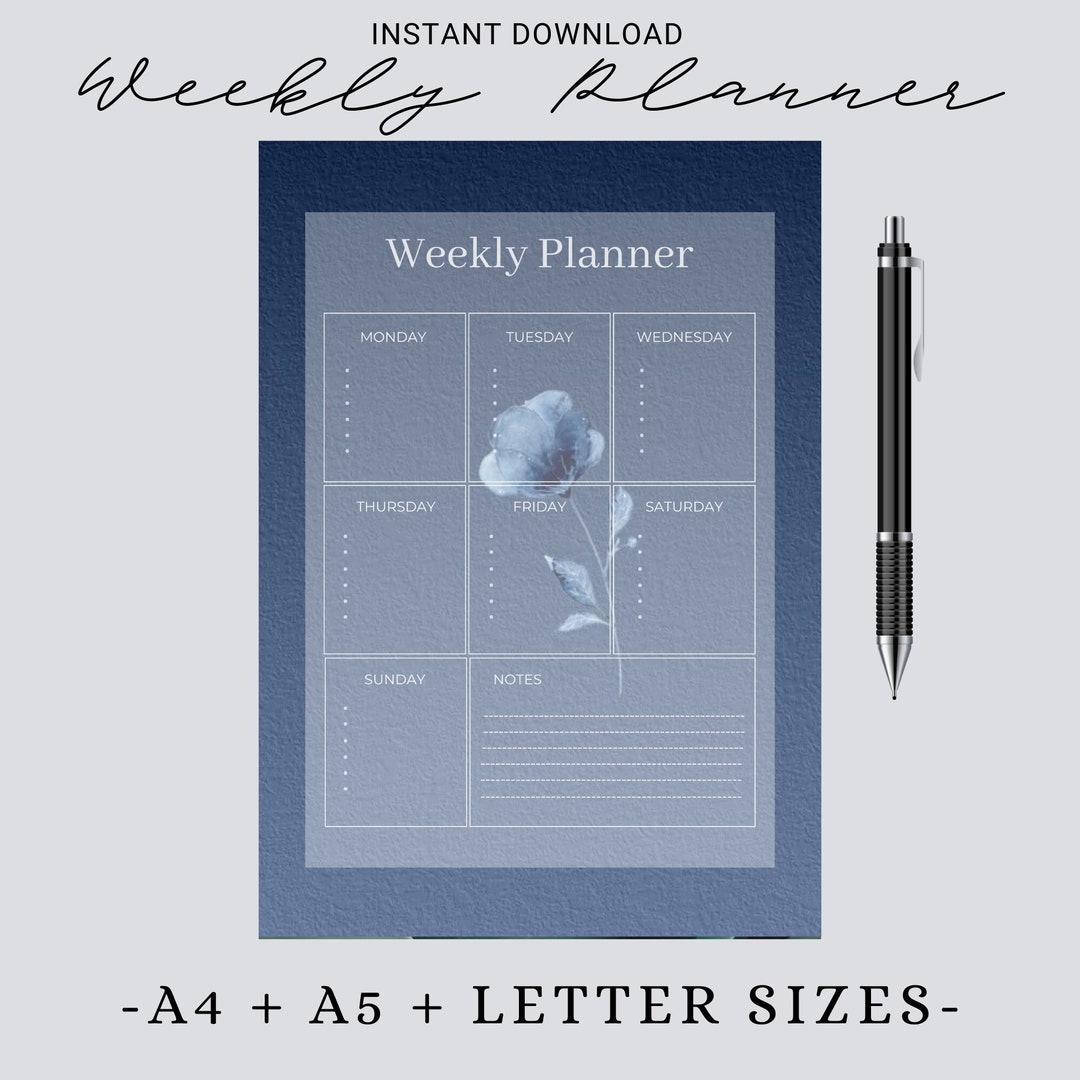 Weekly Planner Printable, Minimal Weekly Schedule, Weekly Organizer ...