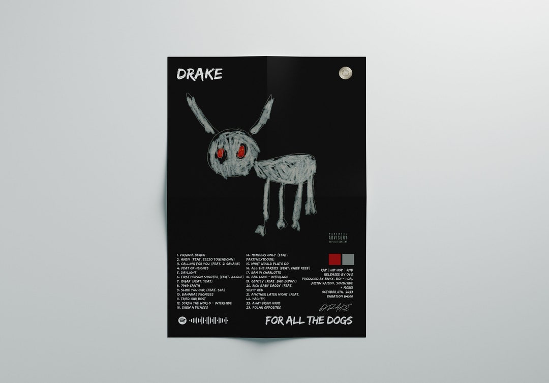Frameless | Travis Scott | "for All the Dogs" | Drake Poster | Album ...