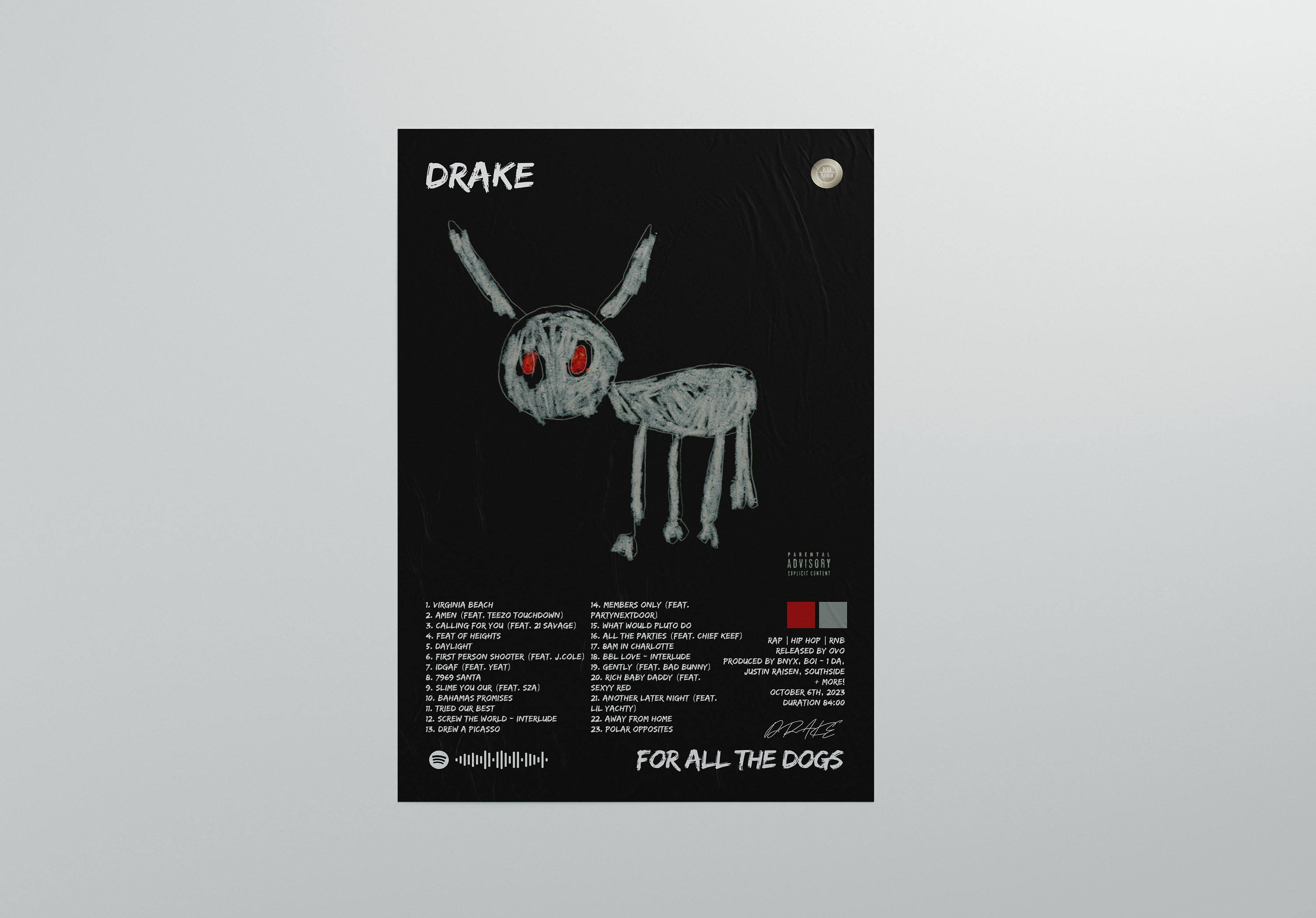 Drake | For all the dogs | Drake Posters | Album Cover Poster | Album ...