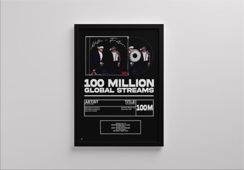 Metro Boomin X Future | "we Don't Trust You" | Music Plaque Prints ...