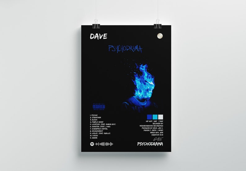 Dave | "psychodrama" | Dave Poster | Album Cover Poster | Album Cover ...