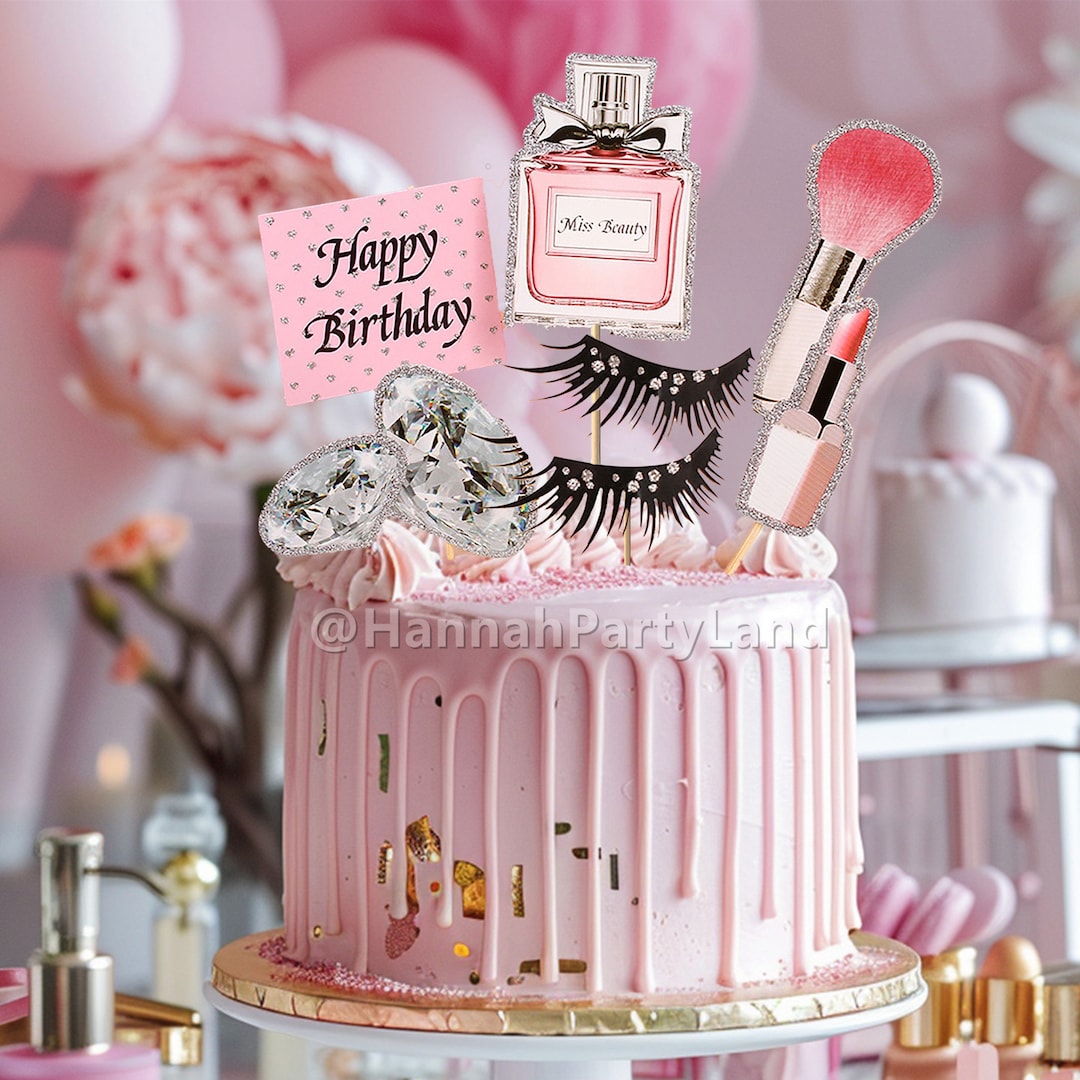 Makeup Cake Topper - Girly Cake Topper - Pamper Makeup Cake Topper ...