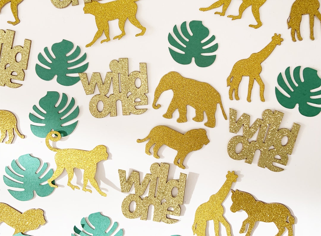 Safari Scatter Confetti, Jungle Table Confetti, Tropical Leaves ...