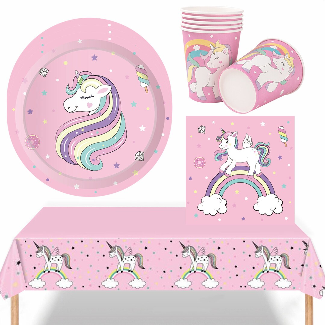 Unicorn Party Supplies Unicorn Theme Birthday Tableware Plate Cup ...