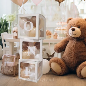 1st Birthday Decorations ONE Blocks O N E Box Balloon, Pink Eucalyptus ...
