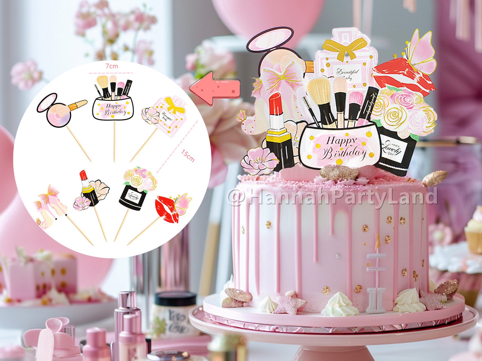 Makeup Cake Topper - Girly Cake Topper - Pamper Makeup Cake Topper ...