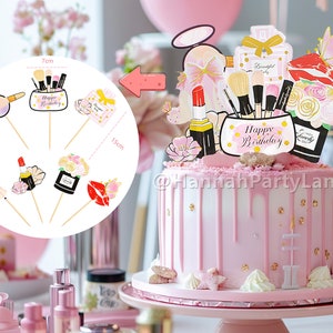 Makeup Cake Topper - Girly Cake Topper - Pamper Makeup Cake Topper ...