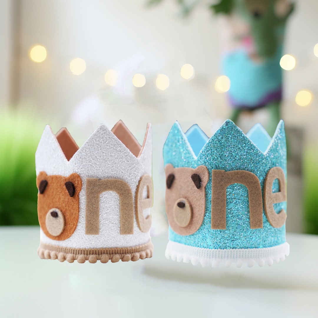 Teddy Bear Birthday Crown, 1st Birthday Hat Accessories, White Blue ...