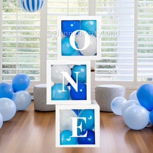 1st Birthday Decorations ONE Blocks O N E Box Balloon, Pink Eucalyptus ...