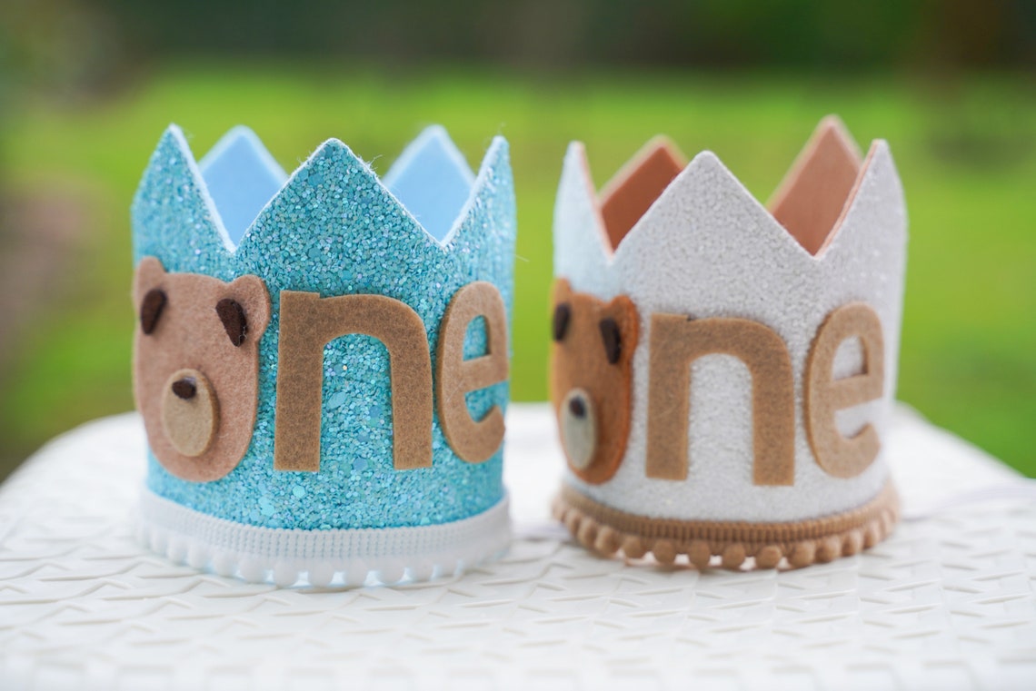 Teddy Bear Birthday Crown, 1st Birthday Hat Accessories, White Blue ...