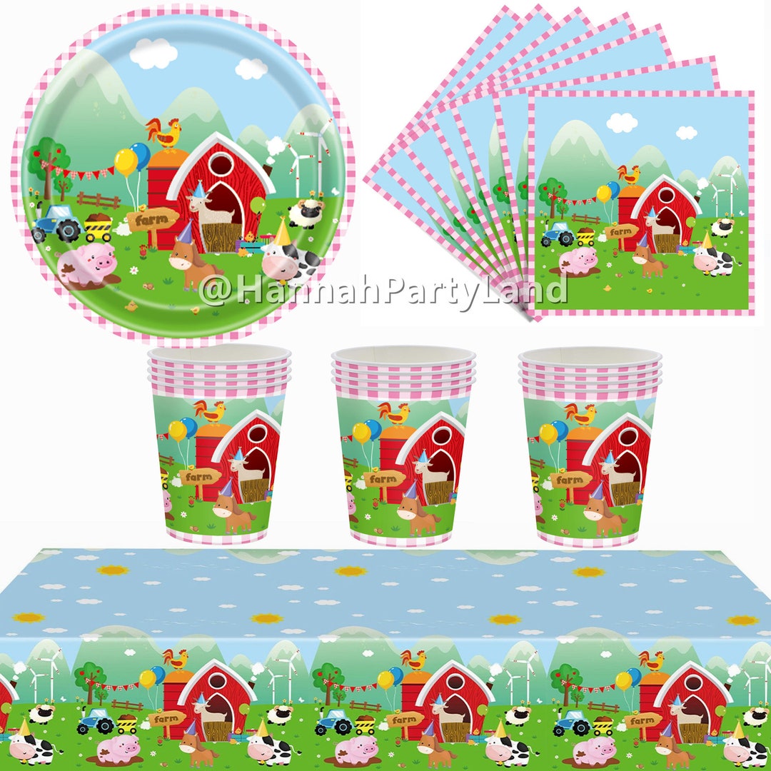 Farm Party Supplies Farm Animal Theme Birthday Tableware Plate Cup ...